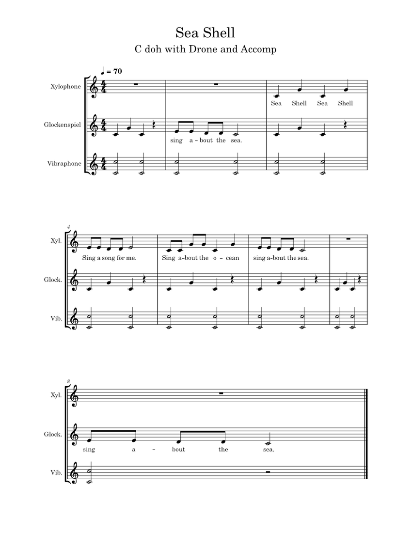 Sea Shell – Traditional Sheet Music for Vibraphone, Glockenspiel ...
