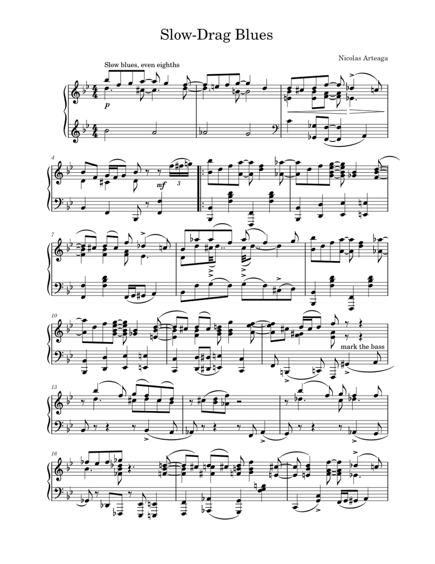 Slow-Drag Blues Sheet music for Piano (Solo) | Musescore.com