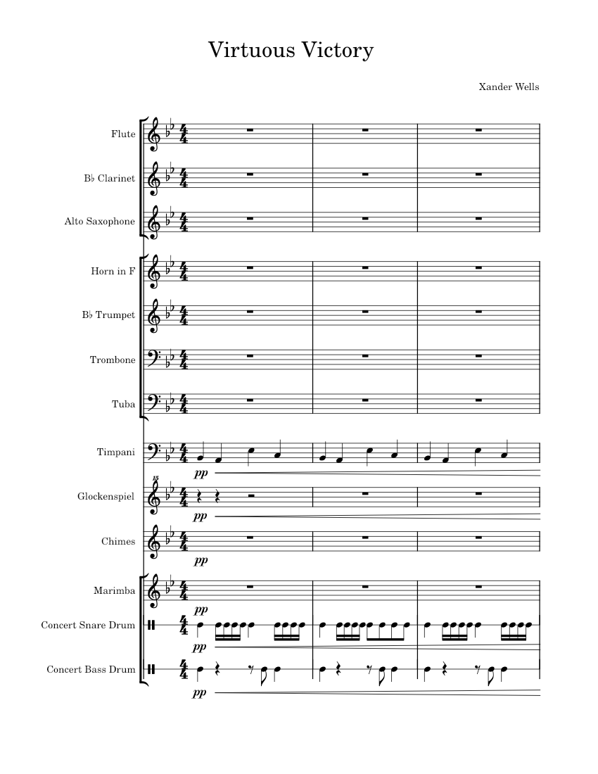 Virtuous Victory - Xander Wells Sheet music for Trombone, Tuba, Flute ...