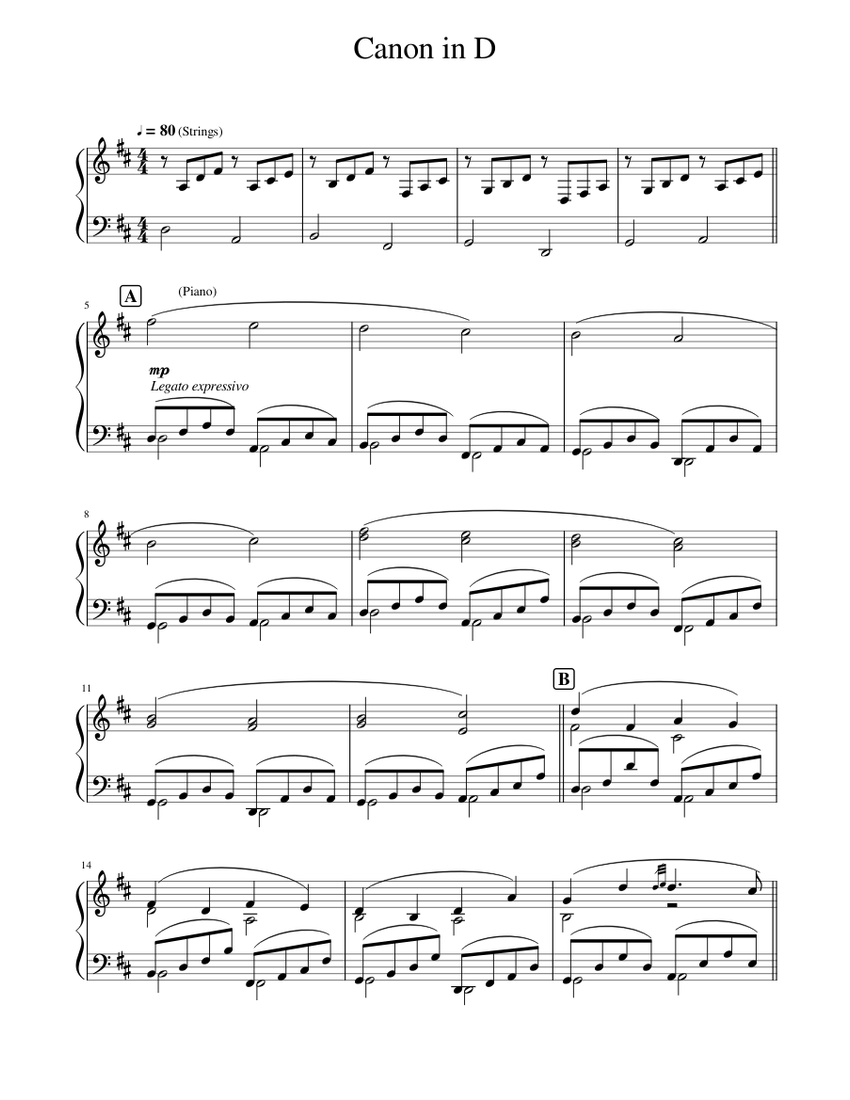 Pachelbel's Canon in D Sheet music for Piano (Solo) | Musescore.com