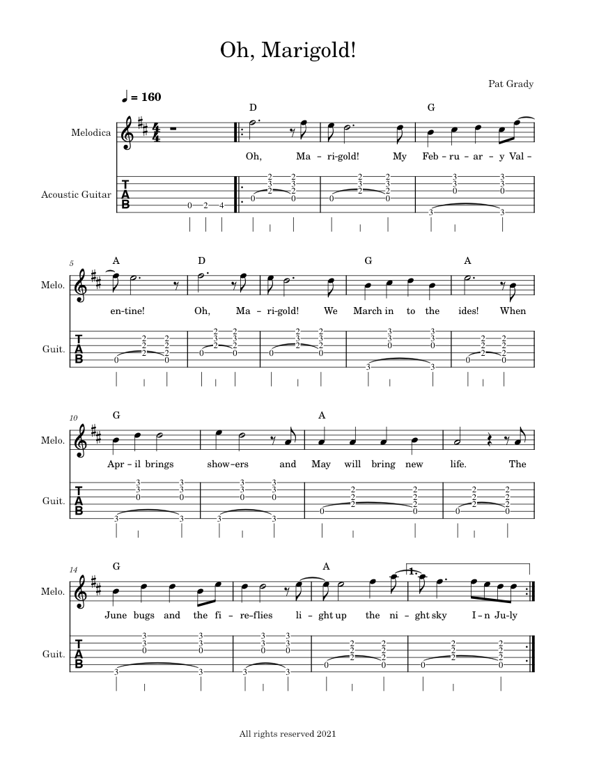 Oh, Marigold! Sheet music for Guitar, Harmonica (Mixed Duet ...