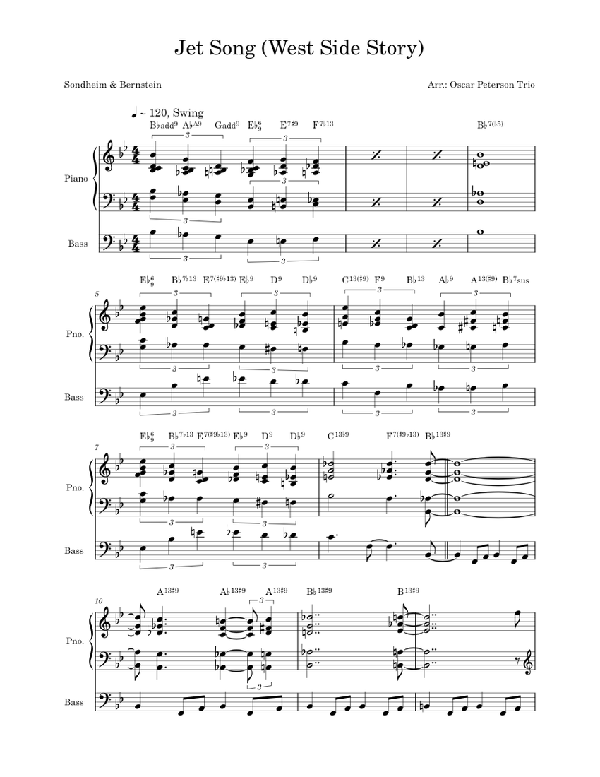 Jet Song – Oscar Peterson Trio Sheet music for Piano, Contrabass (Jazz ...