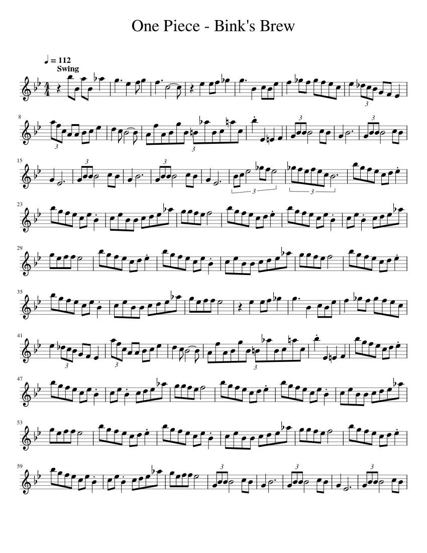 One Piece - Bink's Brew Sheet music for Flute (Solo) | Musescore.com