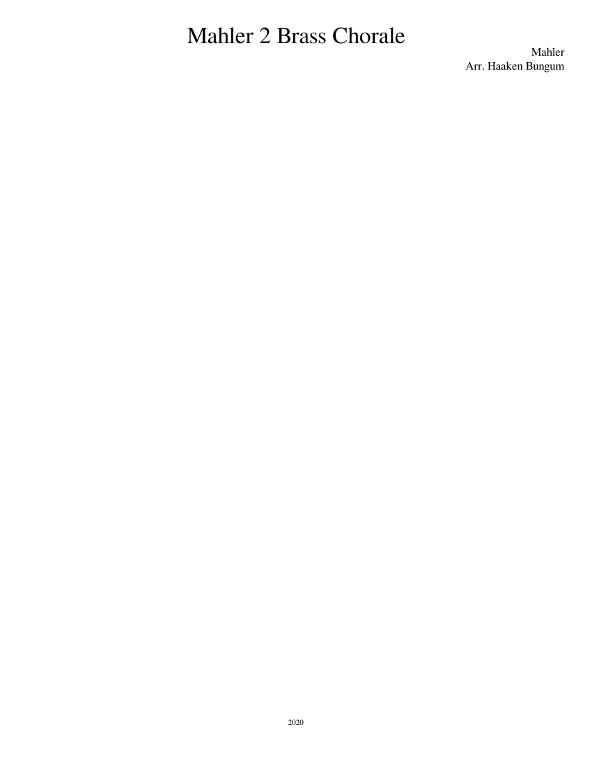 Brass chorale from Mahler 2 Sheet music for Trombone, Tuba, Trumpet in b-flat, French horn ...