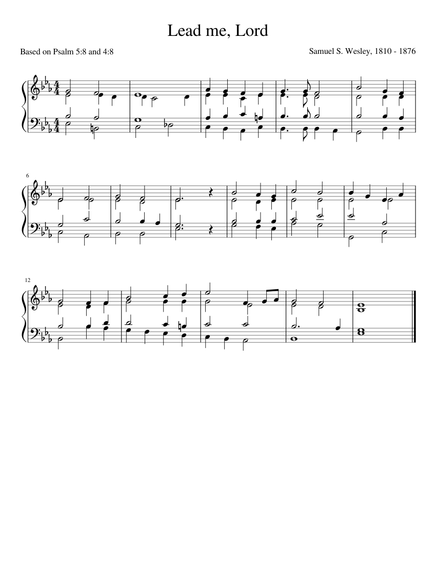 Lead me, Lord (Samuel Wesley) Sheet music for Piano (Solo) | Musescore.com