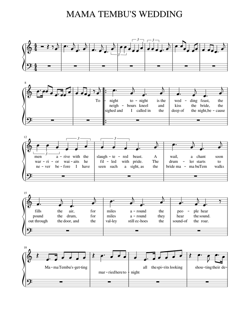 Mama Tembu's wedding4 4den Sheet Music for Piano (Solo) easy | MuseScore.com