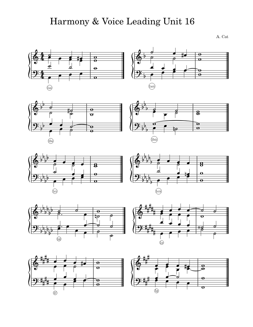 Harmony & Voice Leading Unit 16 Exercises Sheet music for Organ (Solo ...