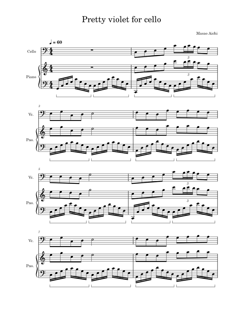 Pretty violet for cello Sheet music for Piano, Cello (Solo) | Musescore.com