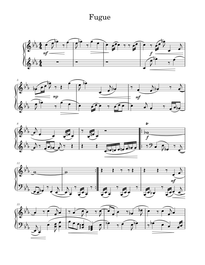 Fugue (sus) Sheet Music for Piano (Solo) Easy | MuseScore.com