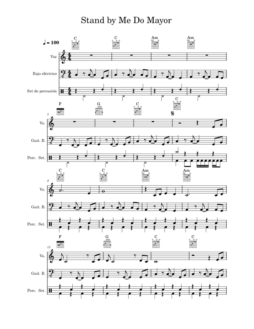 Stand by me – Ben E. King Stand by Me voz bajo electrico y percusion ...