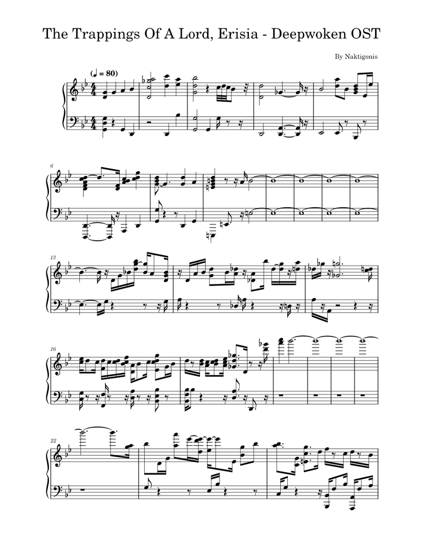 The Trappings Of A Lord - Deepwoken OST Sheet Music for Piano (Solo ...