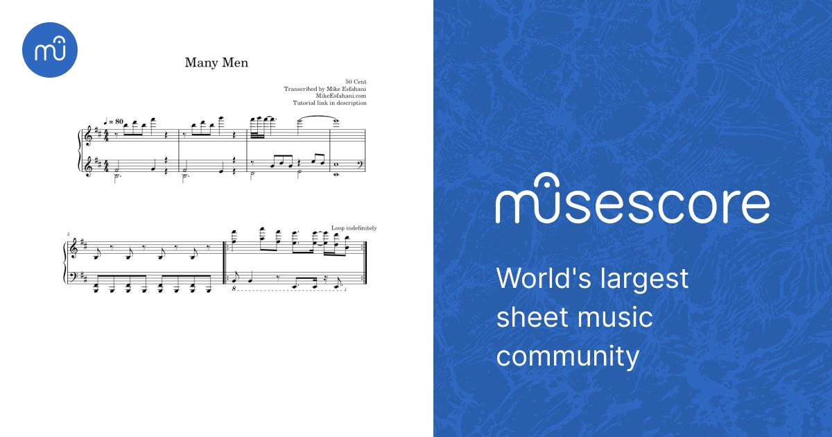 Many Men - 50 Cent Sheet Music for Piano (Solo) easy | MuseScore.com