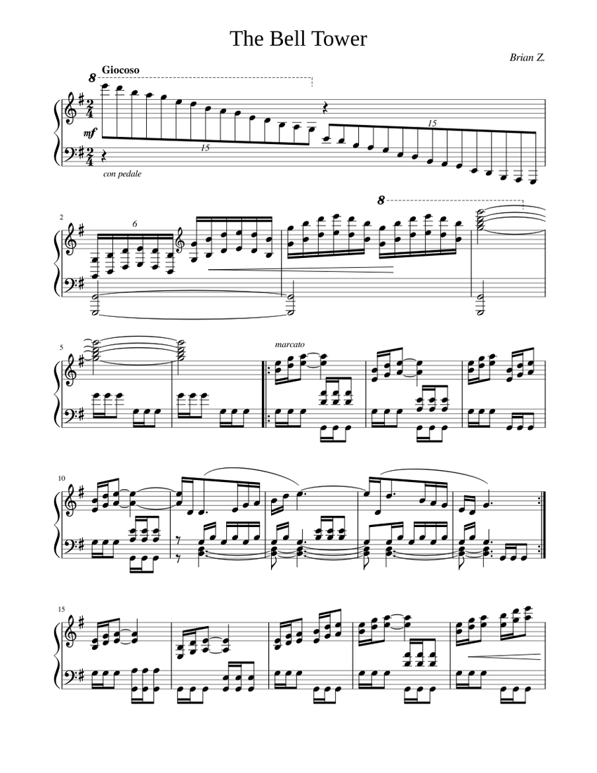 The Bell Tower Sheet Music for Piano (Solo) | MuseScore.com
