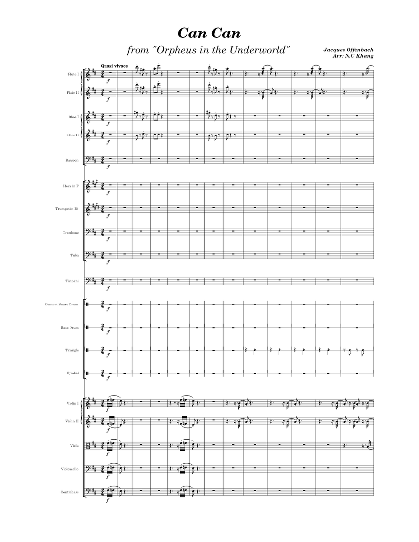 Can Can – Offenbach (Arr: N.C Khang) Sheet Music for Trombone, Tuba ...