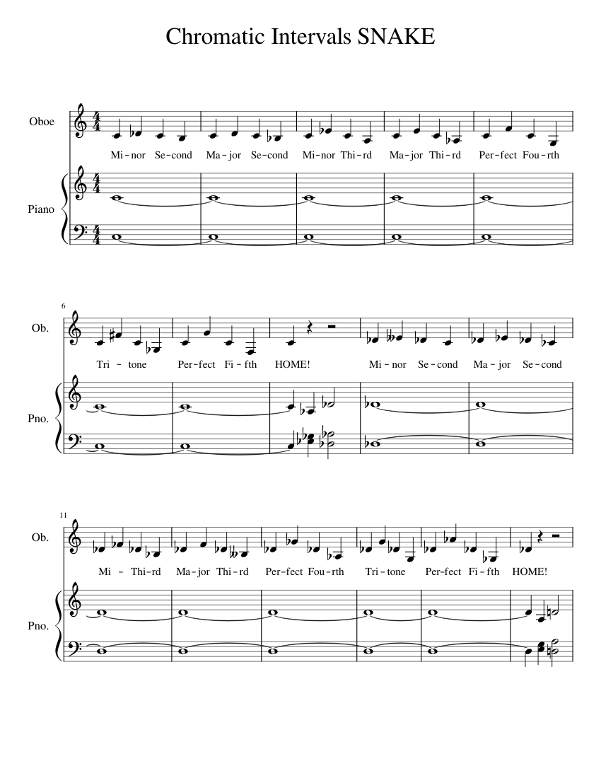 Chromatic_Intervals_SNAKE Sheet Music for Piano, Oboe (Solo ...