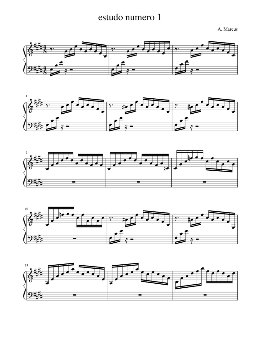 Estudo Harpa N1 Sheet music for Harp (Solo) | Musescore.com