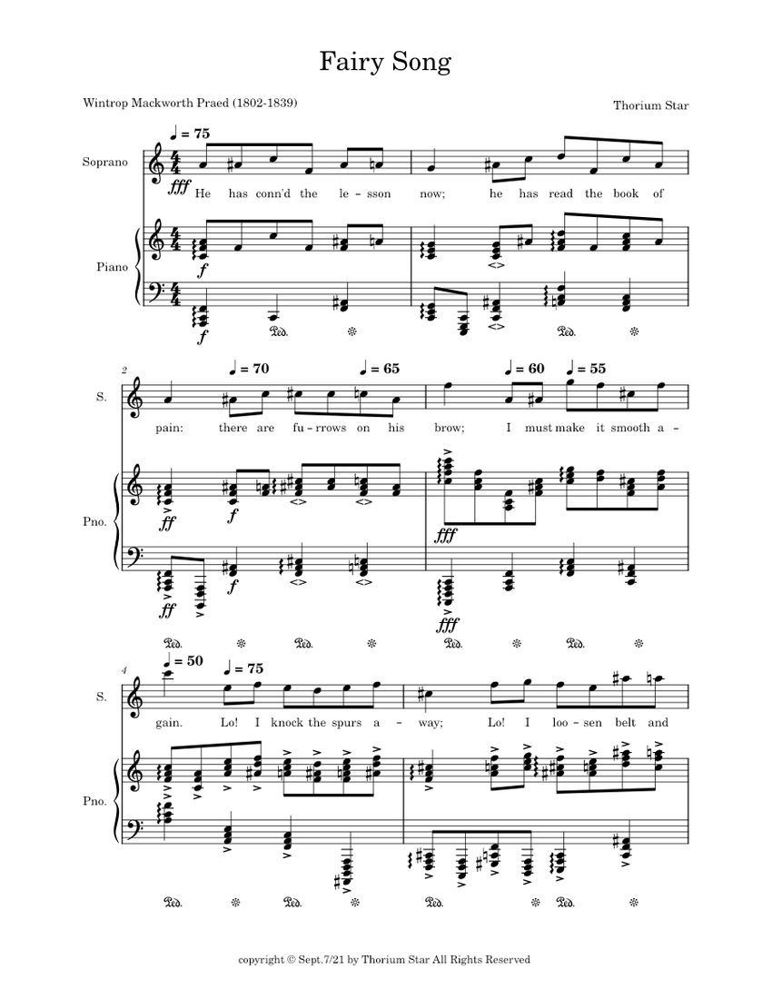 Fairy Song Sheet music for Piano, Soprano (Piano-Voice) | Musescore.com