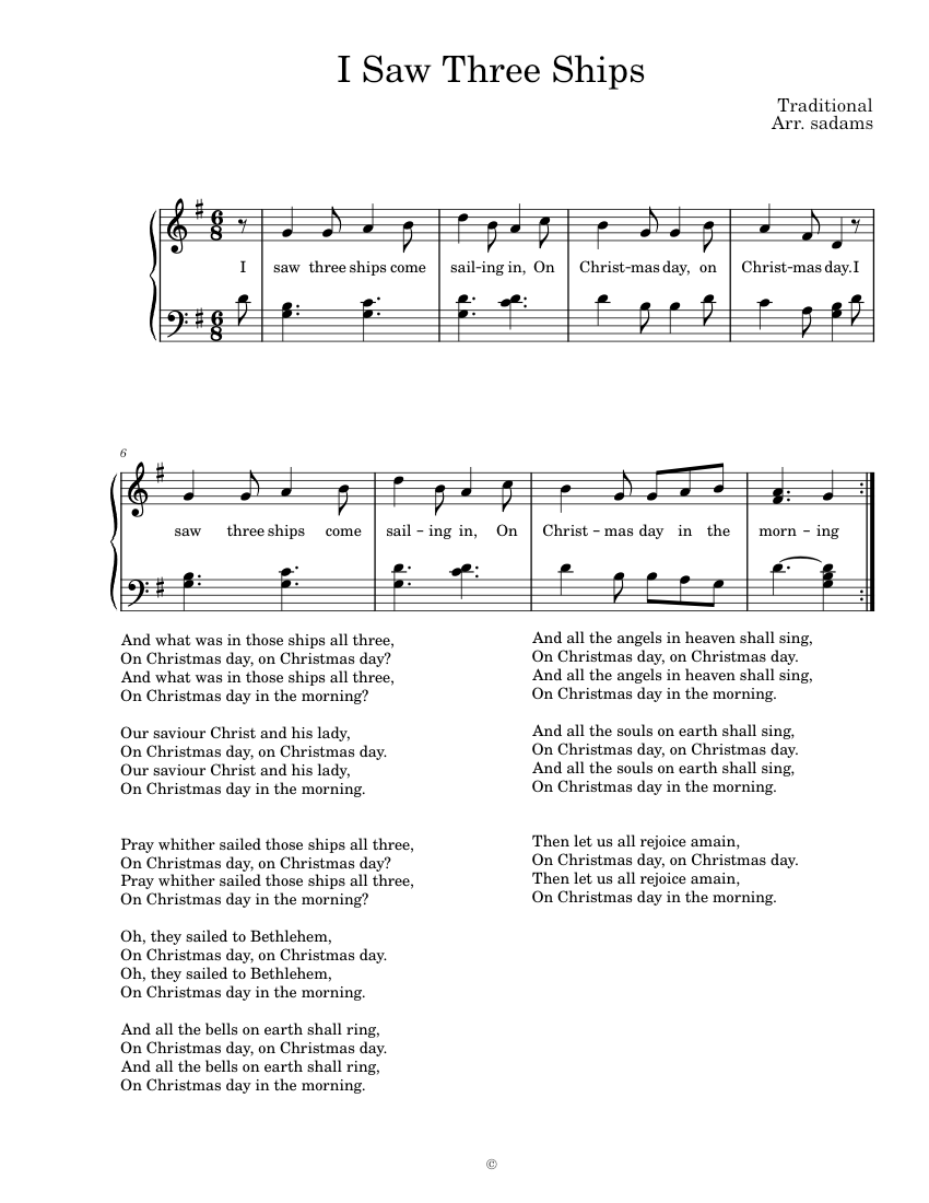 I Saw Three Ships (Easy Piano) Sheet music for Piano (Solo) | Musescore.com
