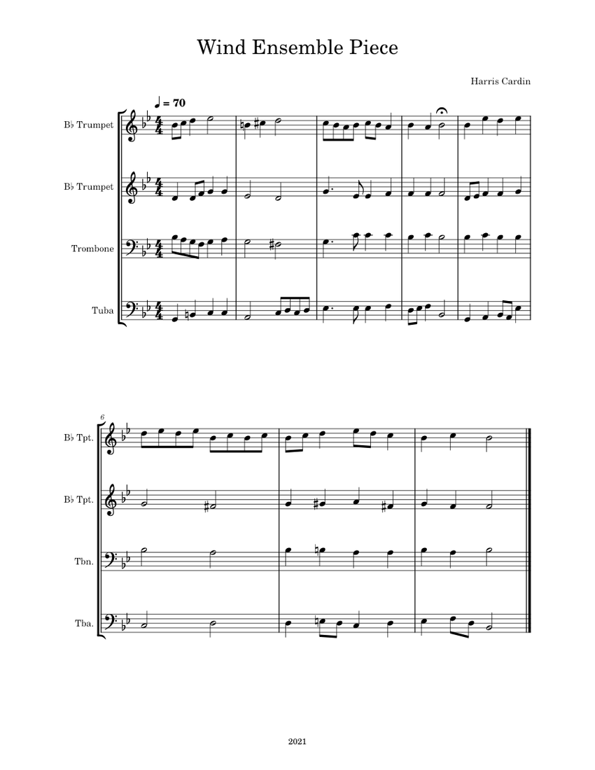 Wind Ensemble Piece 3 Sheet music for Trombone, Tuba, Trumpet in b-flat ...