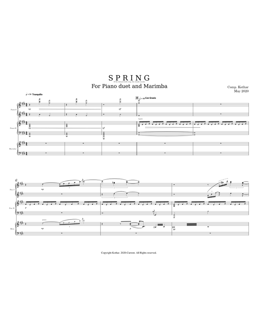 Spring Sheet Music for Piano, Marimba (Mixed Ensemble) | MuseScore.com