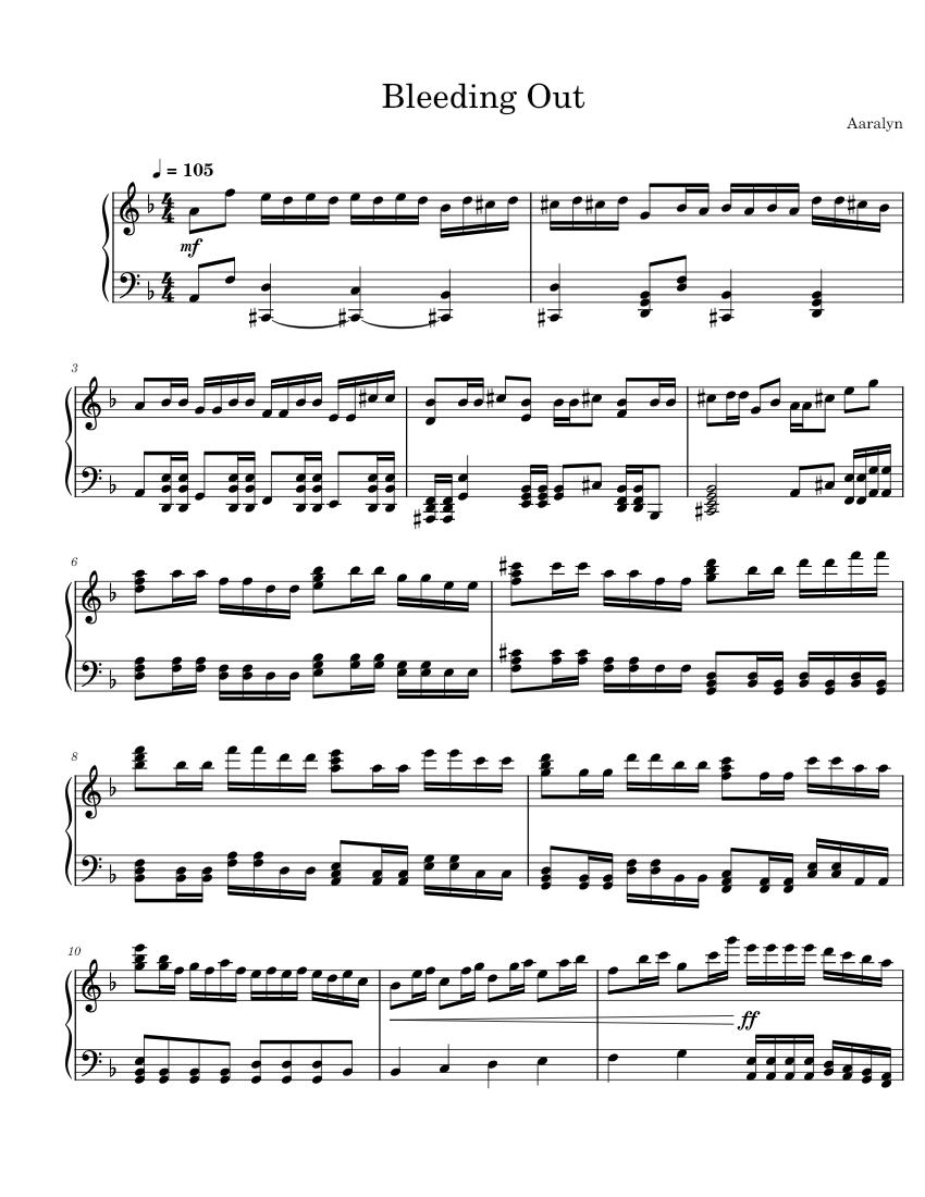 Bleeding Out by AaralynKitty Sheet Music for Piano (Solo) | MuseScore.com
