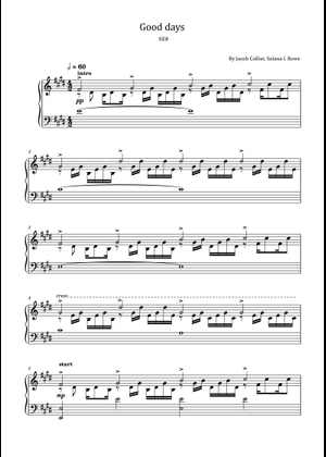 Play Official version of Good Days Sheet Music by SZA for Piano ...