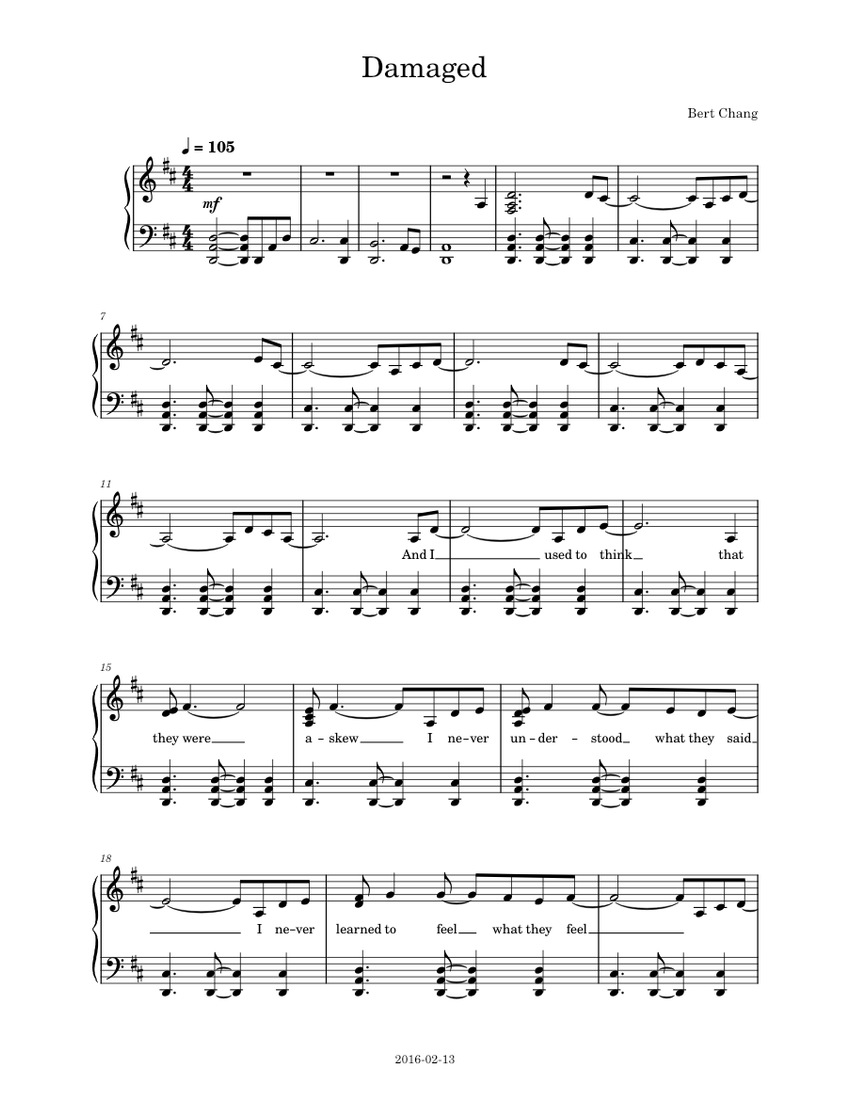 Damaged Sheet music for Piano (Solo) Easy | Musescore.com