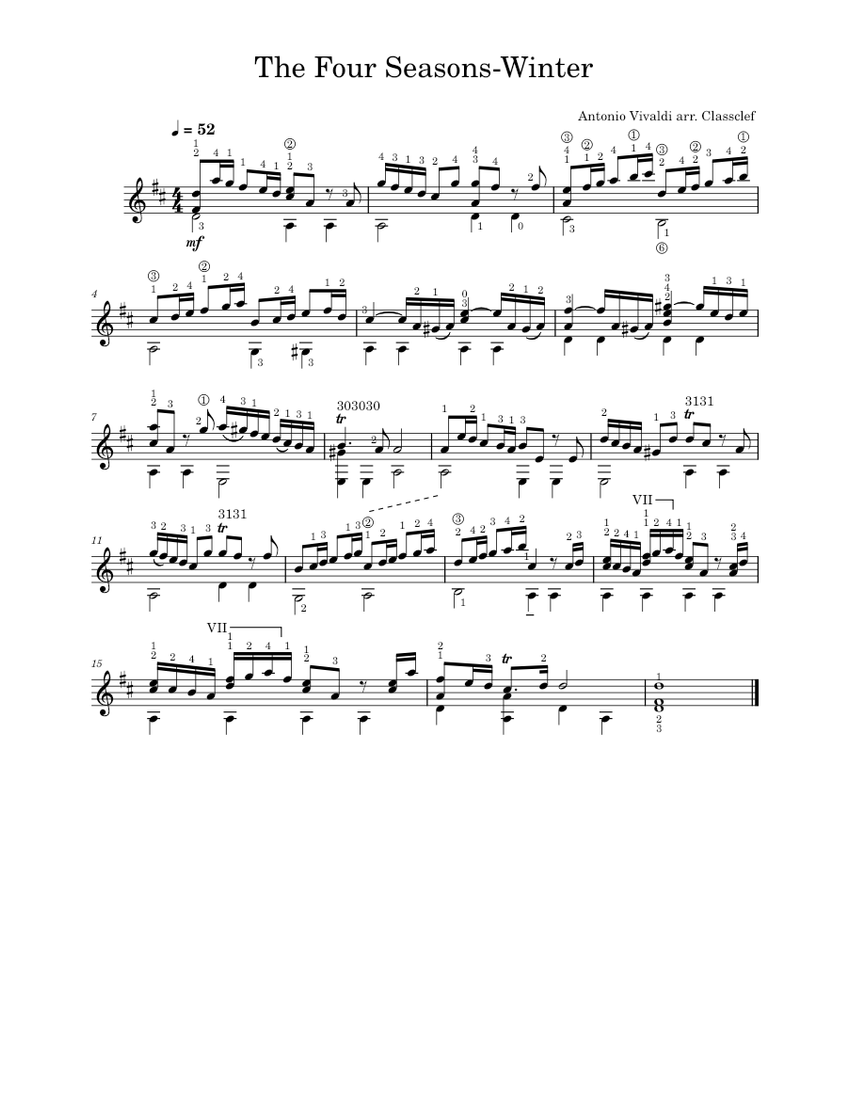 The four seasons - winter – Antonio Vivaldi - piano tutorial