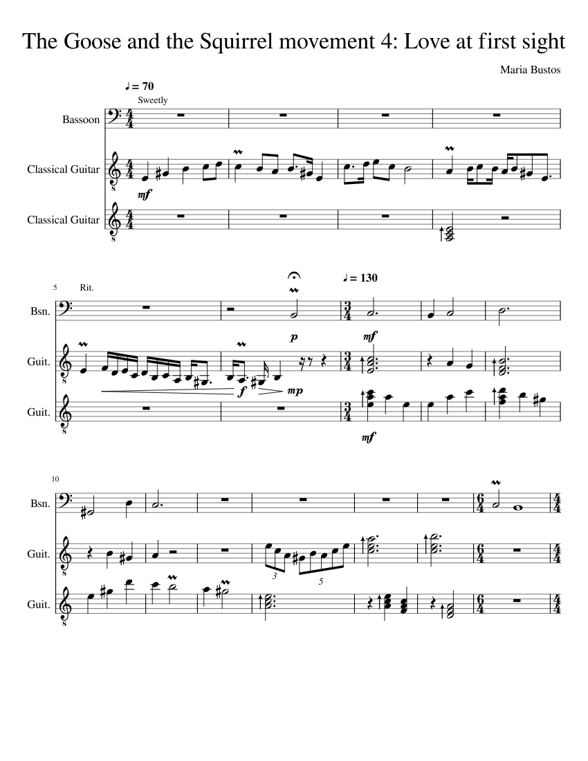 The Goose and the Squirrel Movement IV: Love at first sight Sheet music ...