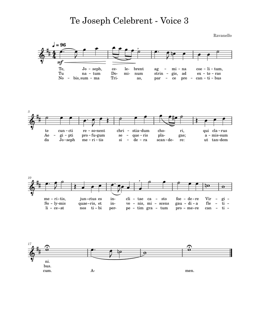Te Joseph Celebrent – Oreste Ravanello Sheet Music for Tenor (Choral ...