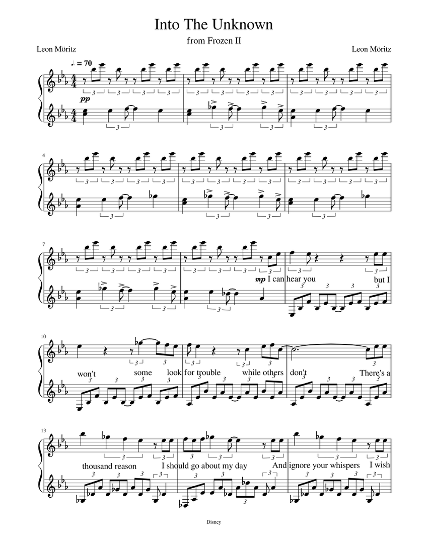 Into The Unknown (Frozen 2) Sheet Music for Piano (Solo) | MuseScore.com