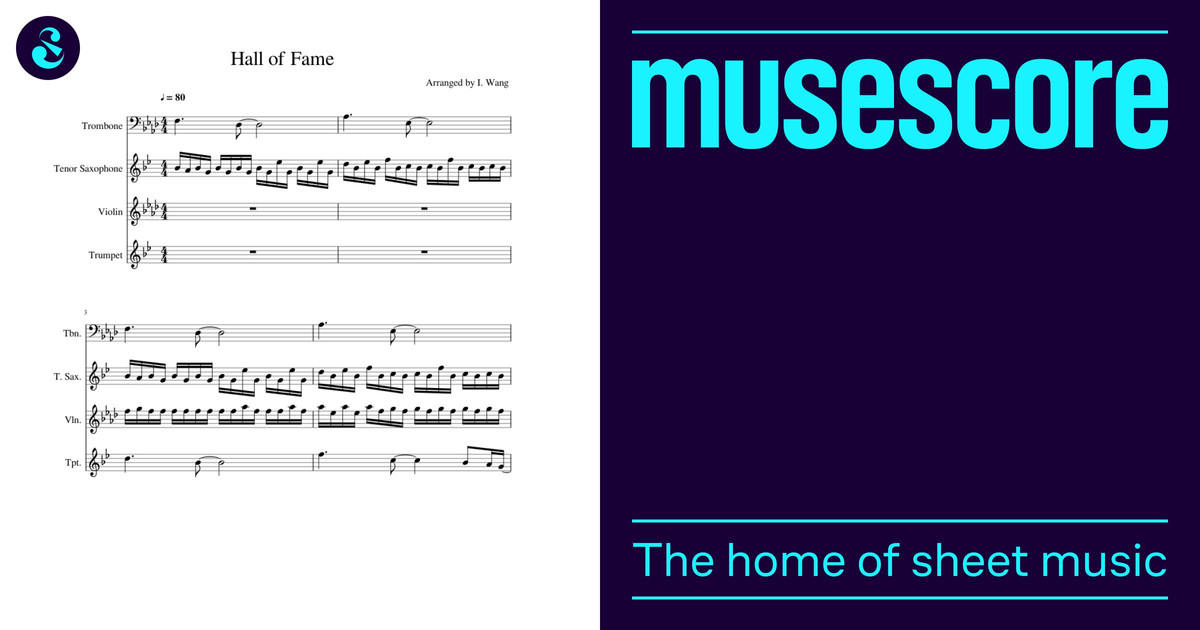 Hall of Fame Rearranged no 2 Sheet Music for Trombone, Saxophone tenor ...