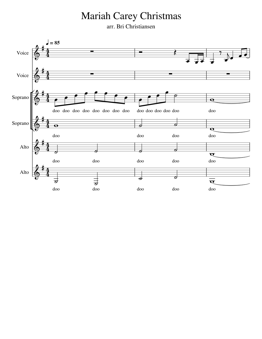 Mariah_Carey_Christmas Sheet music for Soprano, Alto, Vocals (A Capella ...