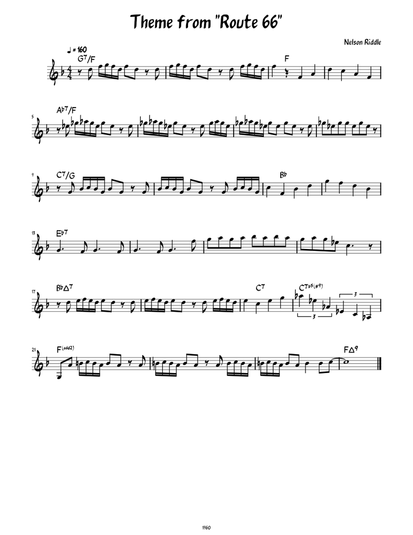 Theme from "Route 66" (Lead sheet ) Sheet Music with Chords for Piano ...