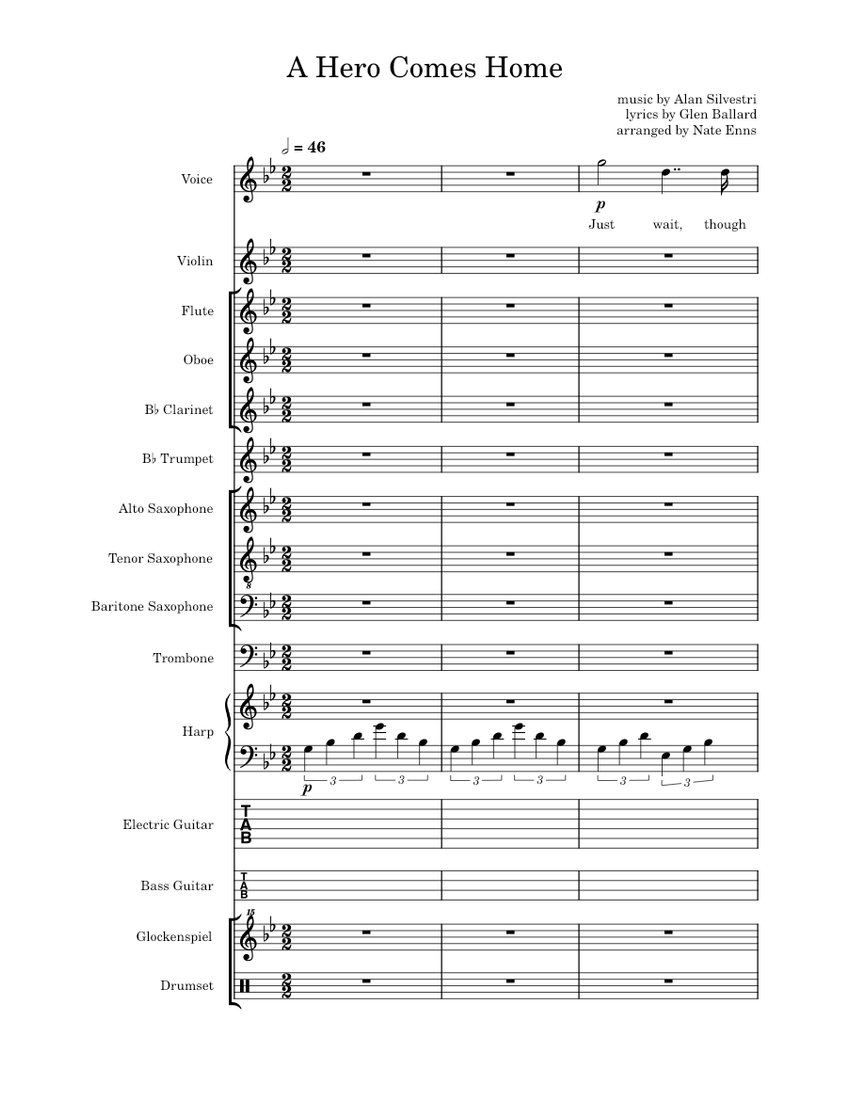 A hero comes home – Alan Silvestri A Hero Comes Home Sheet music for ...