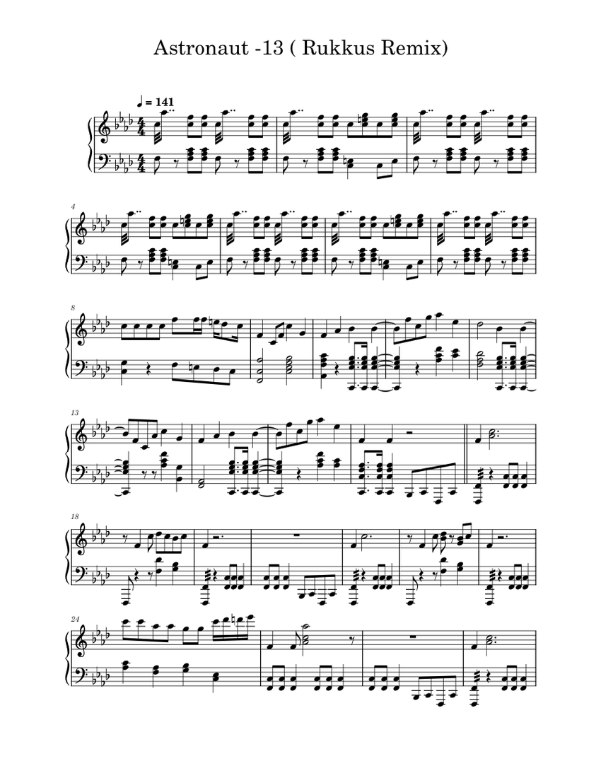 13(Rukkus Remix) Piano Cover Sheet Music for Piano (Solo) | MuseScore.com