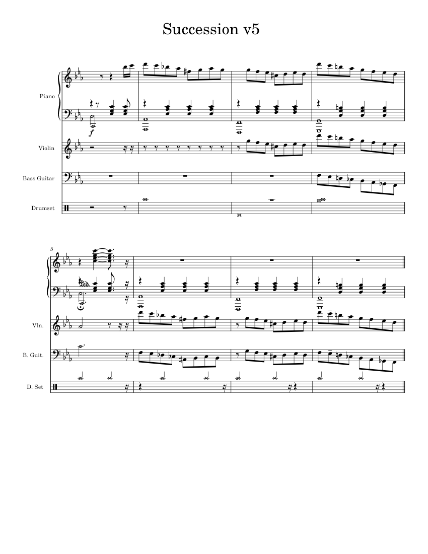 Succession: Title Theme – Nicholas Britell v.5 succession Sheet music ...
