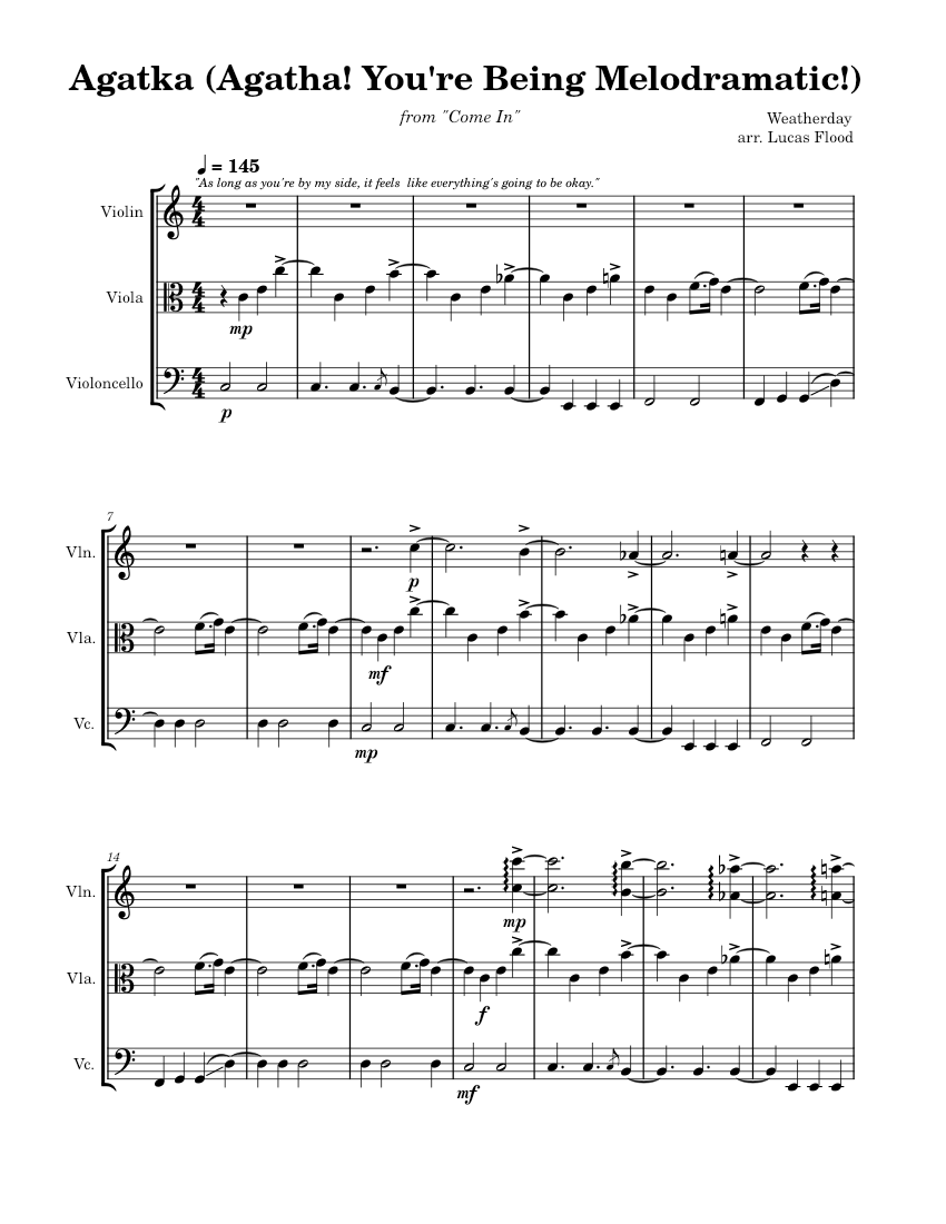 Agatka (Agatha! You’re Being Melodramatic!) – Weatherday (String Trio ...