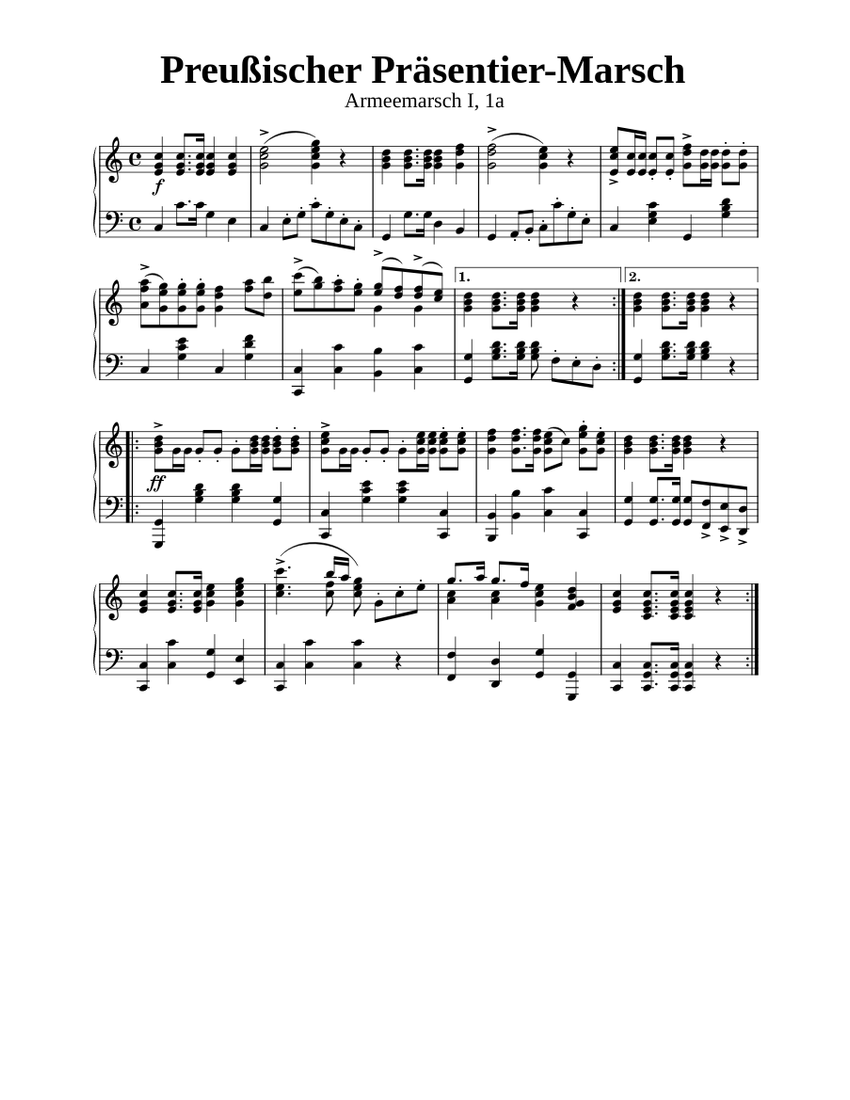 Präsentiermarsch Friedrich Wilhelms III. (Preußischer Präsentiermarsch ...