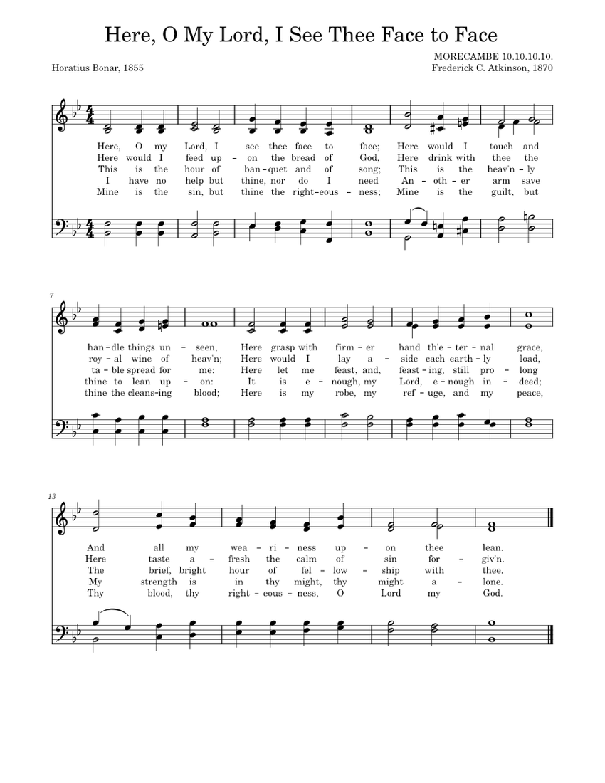 TH 378 Here, O My Lord, I See Thee Face to Face Sheet music for Piano ...