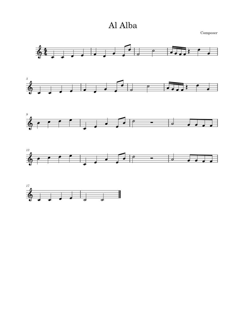 Al Alba Sheet music for Piano (Solo) Easy | Musescore.com