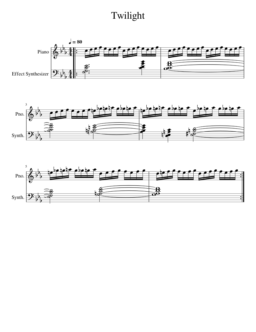 Twilight Sheet music for Piano, Synthesizer (Mixed Duet) | Musescore.com