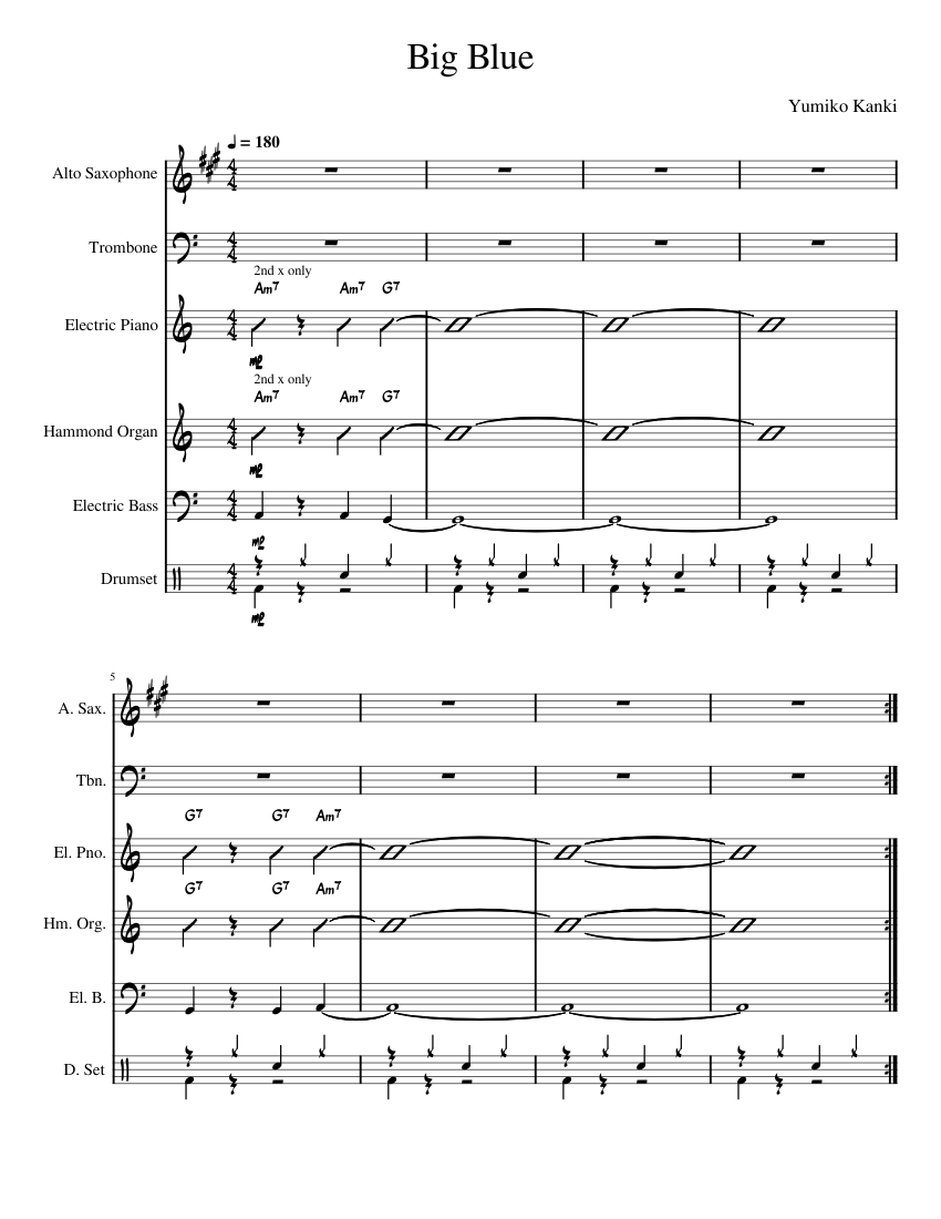 Big Blue Sheet music for Piano, Trombone, Organ, Saxophone alto & more ...
