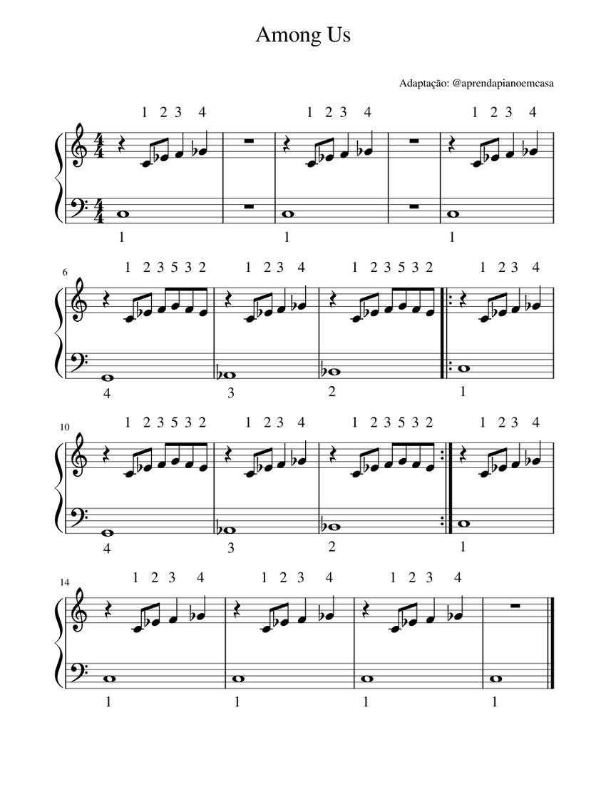 Among Us Sheet Music with Chords for Piano (Solo) easy | MuseScore.com