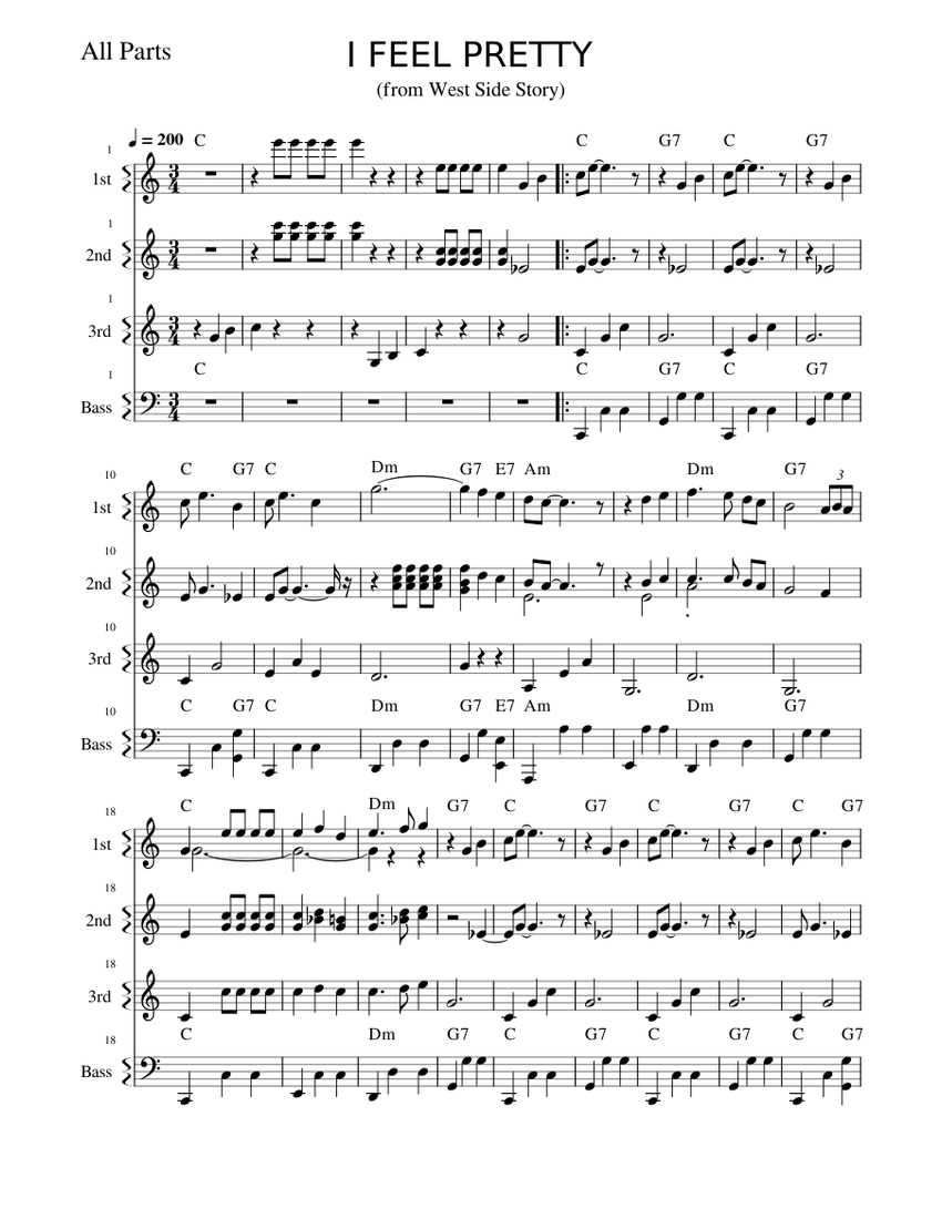 I Feel Pretty Sheet music for Accordion (Piano Quartet) | Musescore.com