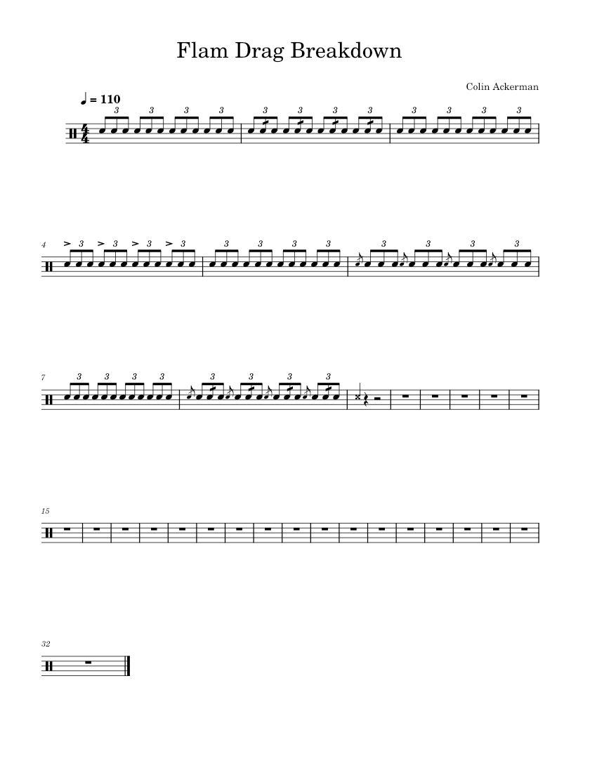 Flam Drag Breakdown Sheet music for Snare drum (Solo) | Musescore.com