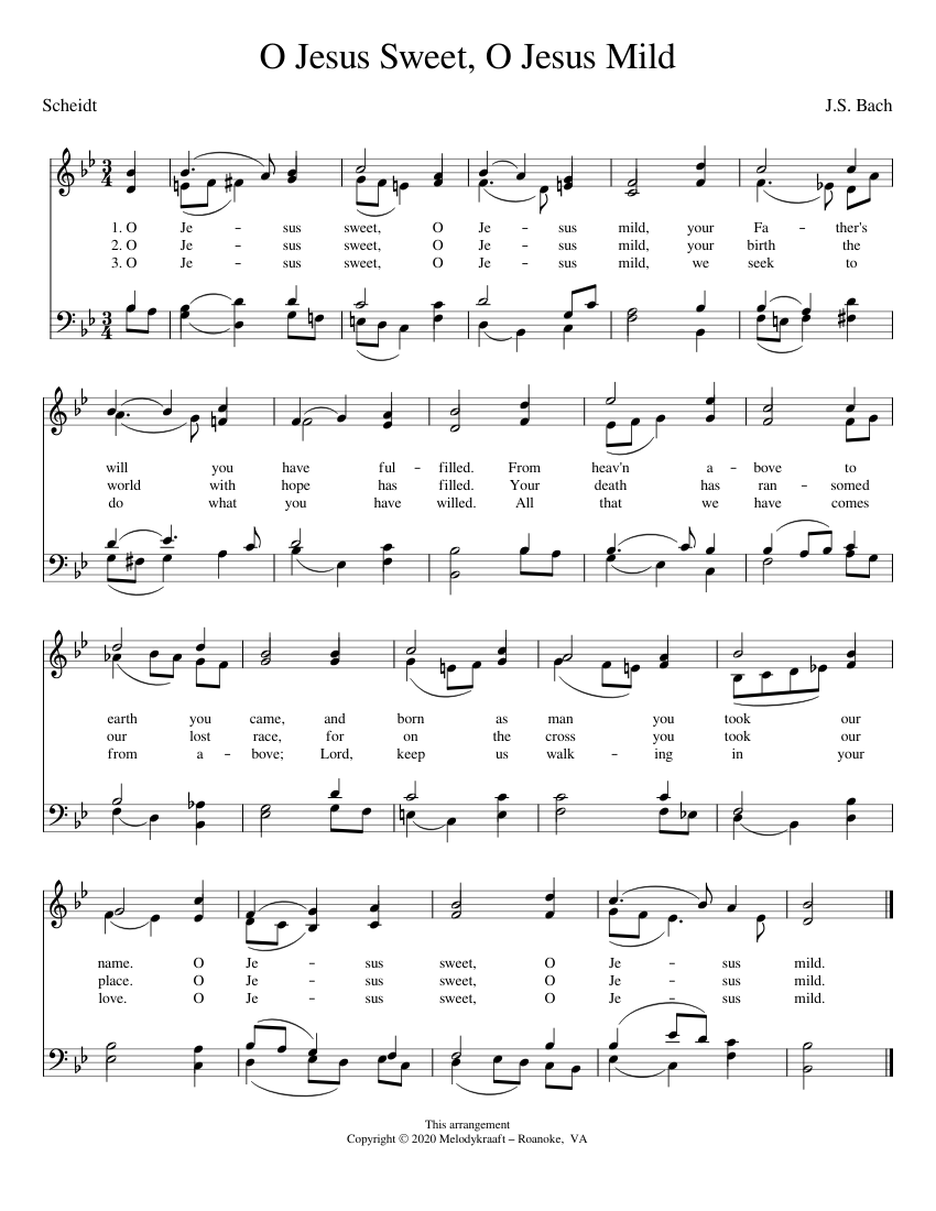 O Jesus Sweet, O Jesus Mild Sheet music for Female, Male (Choral ...