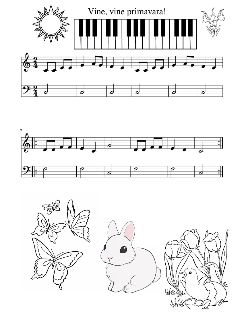 Vine, vine primavara! Sheet Music for Piano (Solo) Easy | MuseScore.com