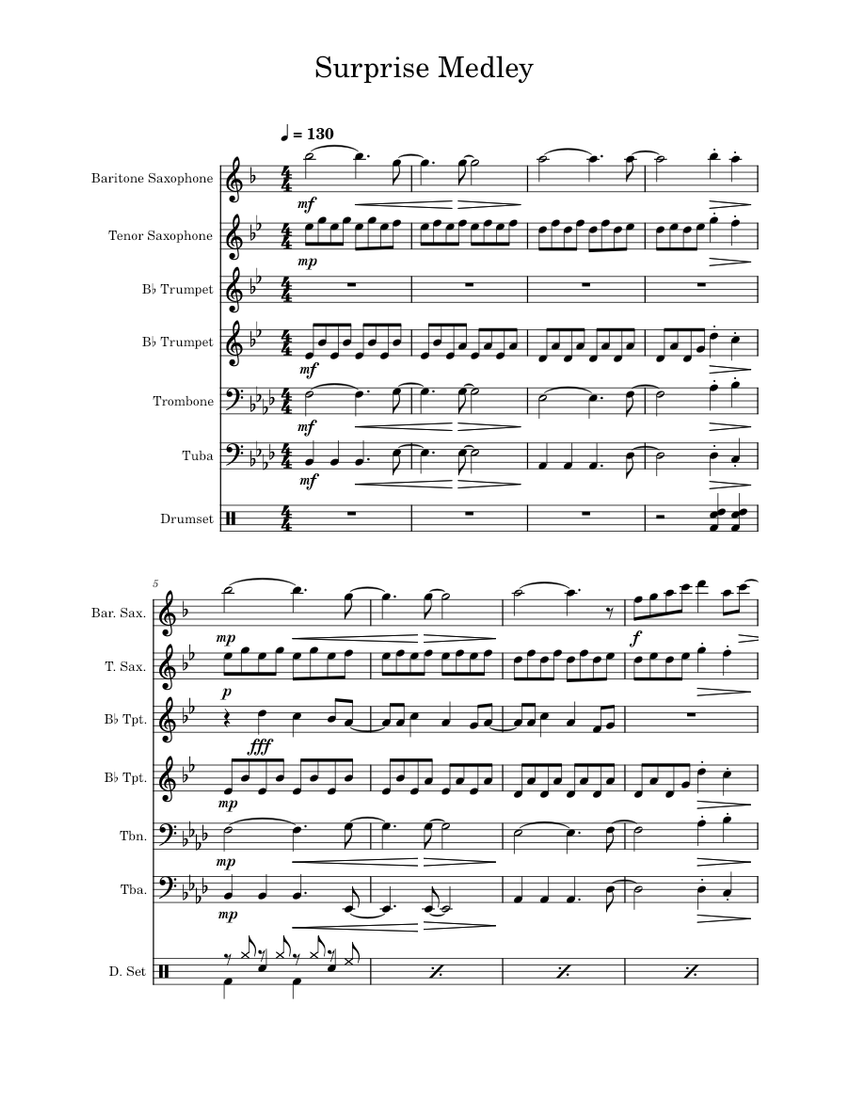 Surprise Medley Sheet music for Trombone, Tuba, Saxophone tenor ...