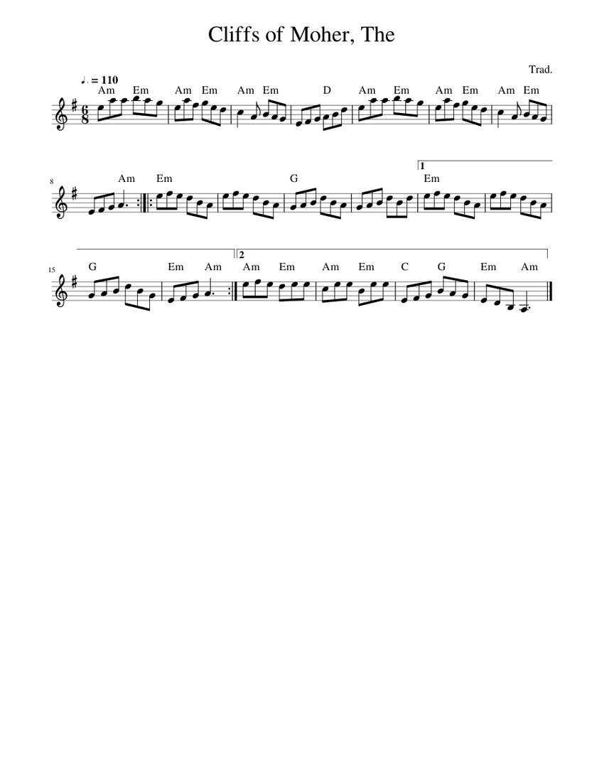 Traditional music - The Cliffs of Moher Sheet music for Piano (Solo ...